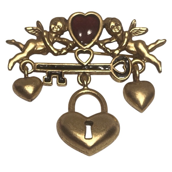 Danecraft | Jewelry | Vintage Danecraft Dangle Key Heart Brooch | Poshmark